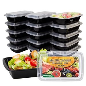 Black Plastic Food Storage Containers for Leakproof, Reusable Meal Prep ...